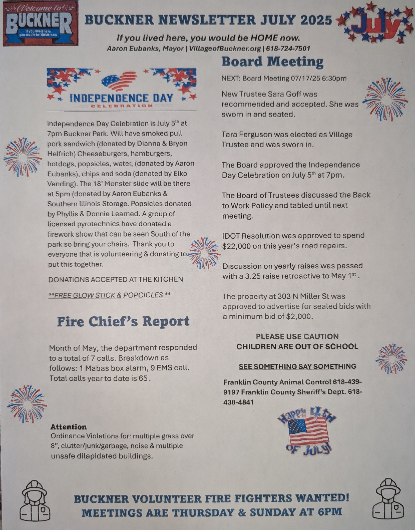 Buckner Illinois Newsletter – Village of Buckner